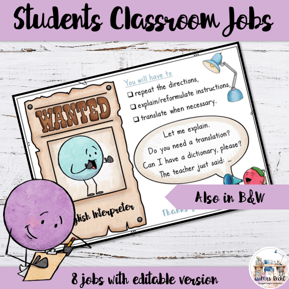 Rituel - Students' Jobs - Mrs Recht's Classroom