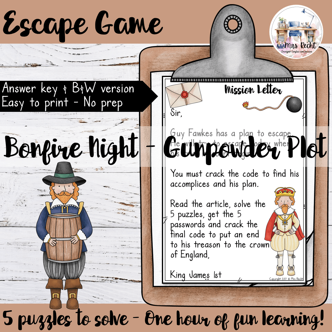 Escape Game Guy Fawkes - 4e - Mrs Recht's Classroom