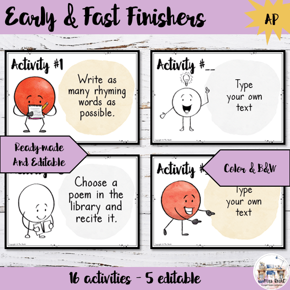 [AP] Fast Finishers - Idées d'activités - Mrs Recht's Classroom