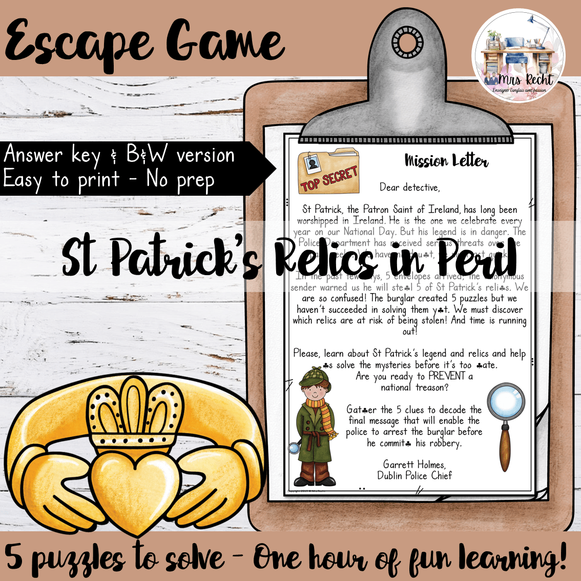 Escape Game St Patrick - Relics 3e - Mrs Recht's Classroom