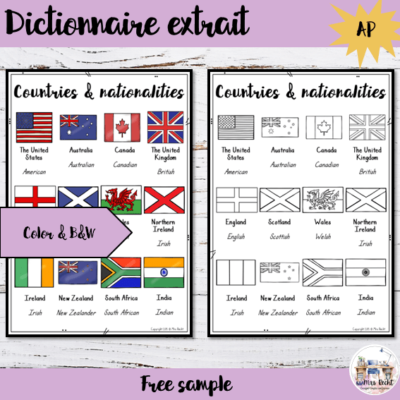 [AP] Dictionnaire illustré - Les pays anglophones - Mrs Recht's Classroom