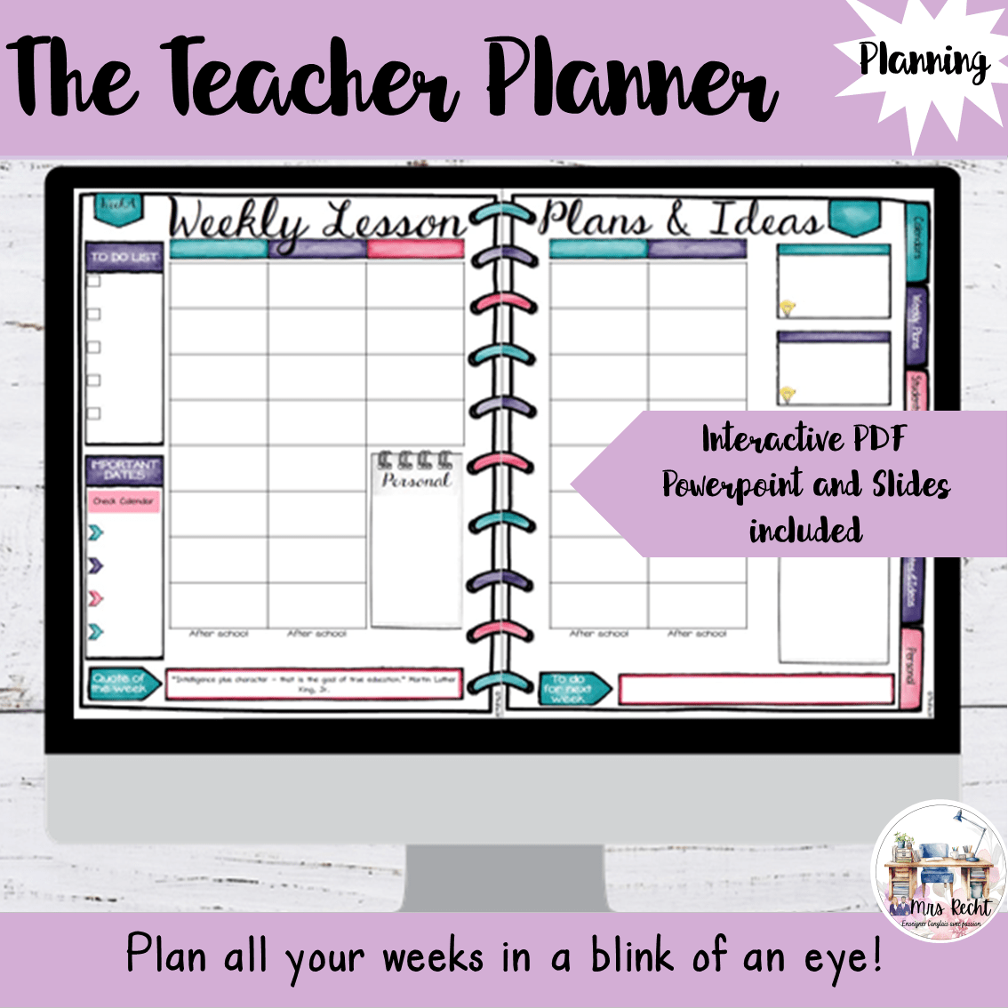 Le Teacher Planner des English Teachers by Mrs Recht's Classroom