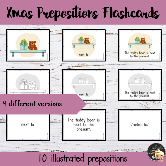 Flashcards Christmas Prepositions - Mrs Recht's Classroom