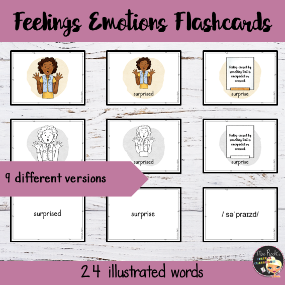 Flashcards Emotions Adjectifs et Noms - Mrs Recht's Classroom